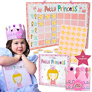 Tickle & Main Princess Potty Training Gift Set with Book, Potty Chart, Star Magnets, and Reward Crown for Toddler Girls