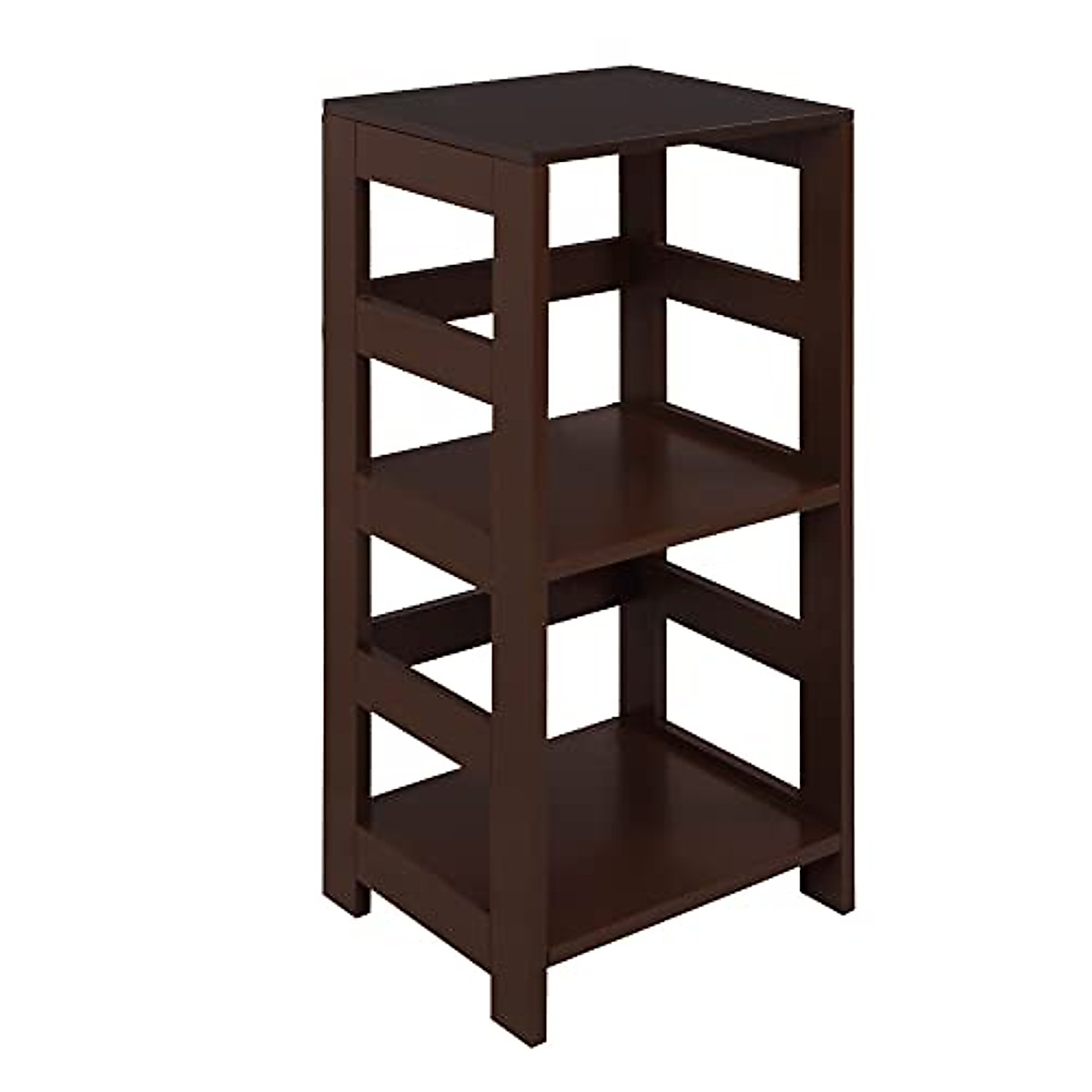 Small Bookshelf for Small Spaces, 3 Tier Book Shelf Organizer, Wooden Narrow Bookcase, Short Bookshelf for Bedroom, Living Room, Home, Office (13" W x 11" D x 29" H, Dark Brown)