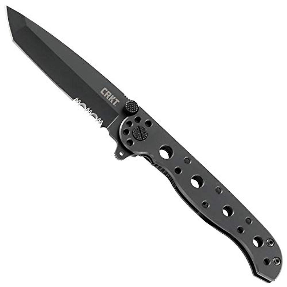 CRKT M16-10KS EDC Folding Pocket Knife: Everyday Carry, Black Serrated Edge Blade, Tanto, Frame Lock, Stainless Steel Handle, Reversible Pocket Clip