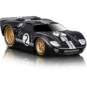 1966 GT40 MKII #2 Black with Silver Stripes and Gold Wheels 1/64 Diecast Model Car by Muscle Machines 15545