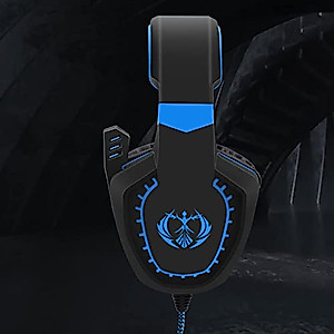 Anivia Computer Over Ear Headphones Wired with Microphone Updated AH28 3.5mm Stereo Headsets Gaming Headset with Volume Control, Noise Isolating for Multi-Platform, Black Blue