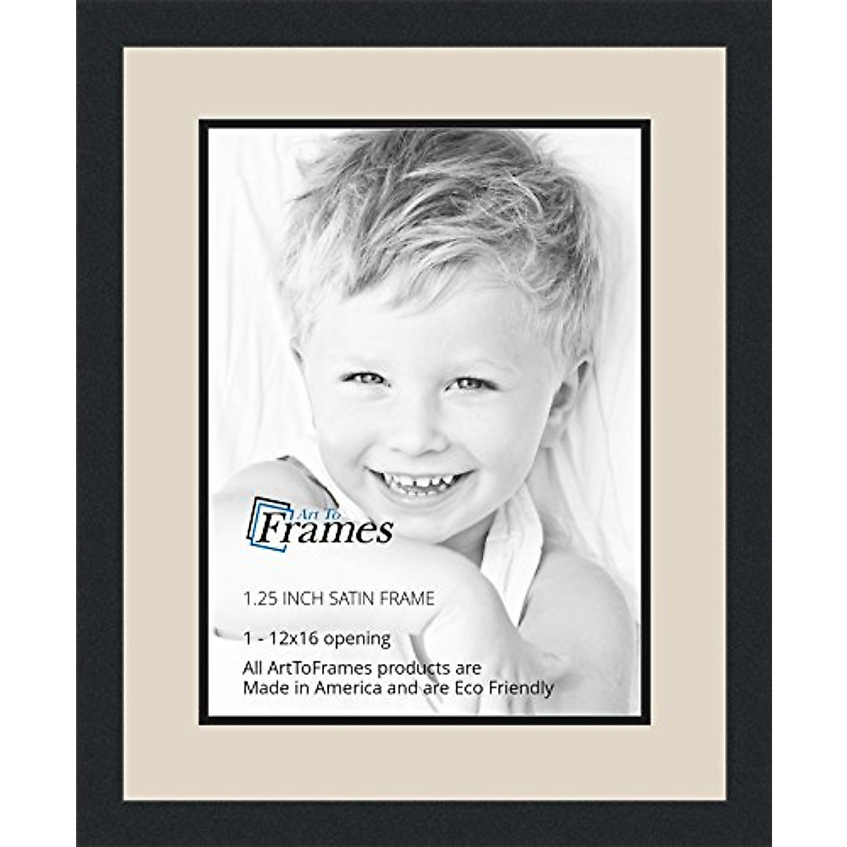 Art to Frames Double-Multimat-646-844/89-FRBW26079 Collage Photo Frame Double Mat with 1 - 12x16 Openings and Satin Black Frame