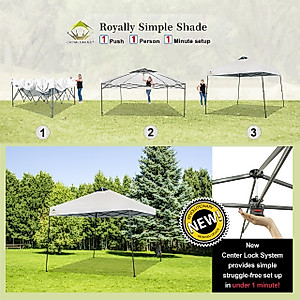 CROWN SHADES 9x9 Pop Up Canopy Tent, Outdoor Canopy with Wheeled Bag, Slant Leg One Push Pop up Tent, Wheeled Bag, 8 Stakes, 4 Ropes(White)