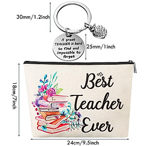 Weewooday Teacher Appreciation Present for Women Makeup Bag Keychain for Teacher for 2024 Graduation
