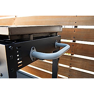 Megamaster 720-0786F Outdoor Portable Cooking 4-Burner Propane Gas Griddle Grill, Flat Top for Camping, Outdoor Cooking, Patio, Garden, Cart with Caster, Side Shelves with Hooks, Black and Grey