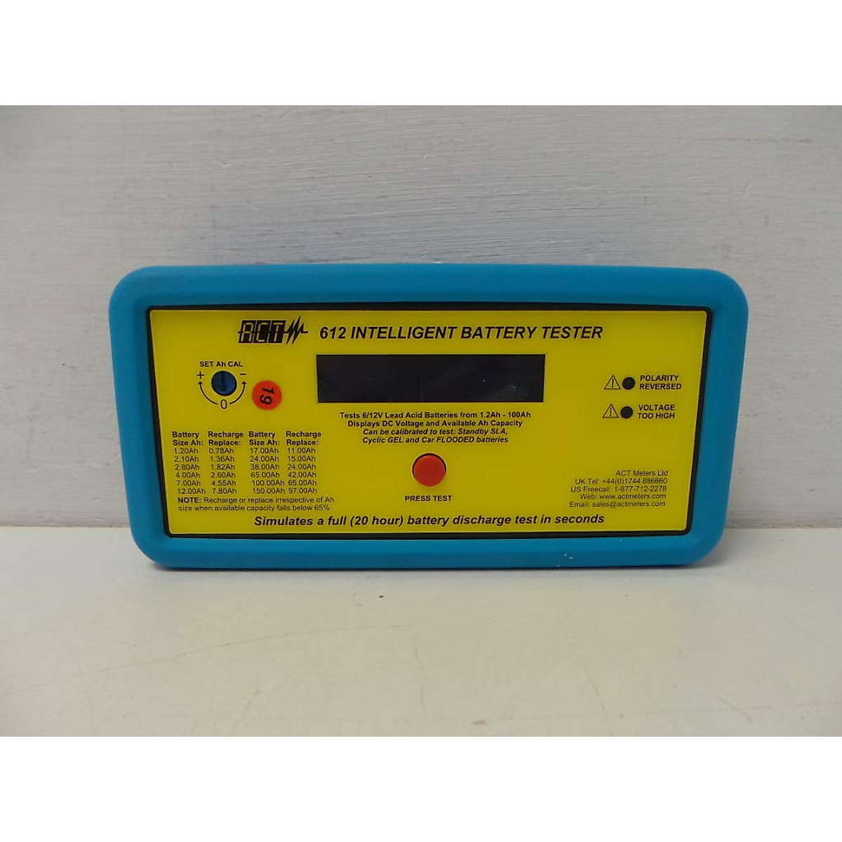 ACT 612 Lead Acid Intelligent Battery Tester SLA, Gel and Flooded Batteries