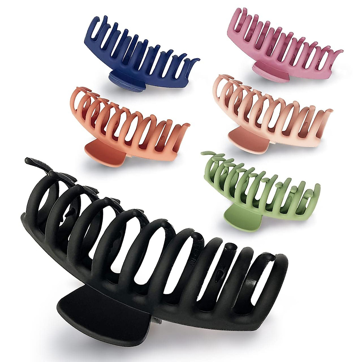 The Xpressory Large Hair Claw Clips For Thick Hair - 6 Pack Big Non Slip, Easy to Use, Stylish, Matte Hair Clips For Women's Thick, Thin, Curly, Long & Neutral Hairs