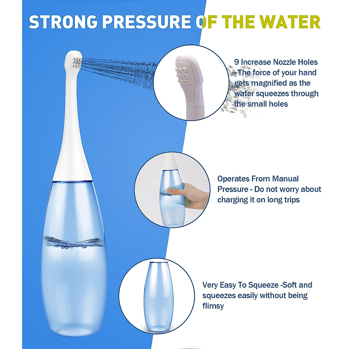 Portable Bidet-Postpartum Care-Peri Bottle for Travel -Portable Bidet 400ml Upside Down, Vaginal Cleaning, Recovery, Hospital Labor and Delivery Essentials - Blue