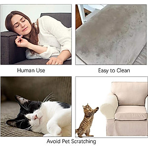 BADASS SHARKS Sofa Armrest Protectors for Armchairs, Sofas, Non-Slip Armchair, 2PCS/Set Fleece Premium Armrest Covers Stretchy Chair Sofa Couch Arm Protector Stretch Fit (Black with Pocket)