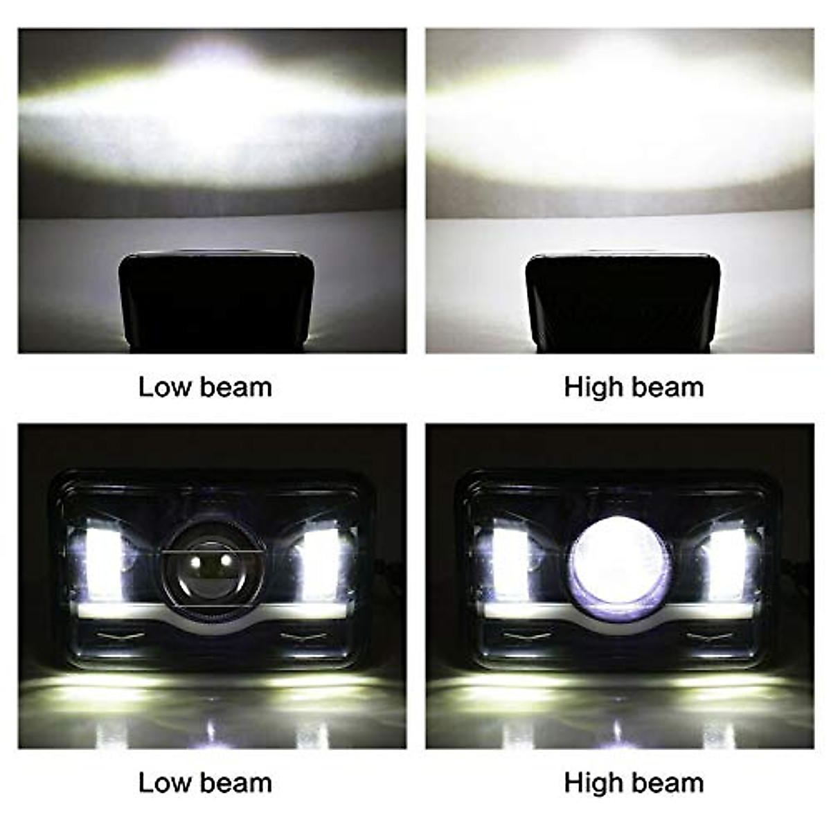 AUTOFU 4PCS 4X6 LED Headlights DRL for Chevy Pick Up Trucks C10 C20 K10 K30 K5 Blazer Suburban (1981 to 1987), Sealed Beam High Low H4651 H4642 H4652 H4656 H4666 H4668 H6545 Conversion Kit
