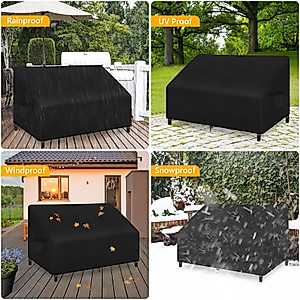 Miuwauer Patio Loveseat Cover Waterproof 60" Wx34 Dx30 H Outdoor Couch Cover Heavy Duty with Air Vent Patio Furniture Covers for 2-Seat Couch Sofa Loveseat Lawn Garden, Black