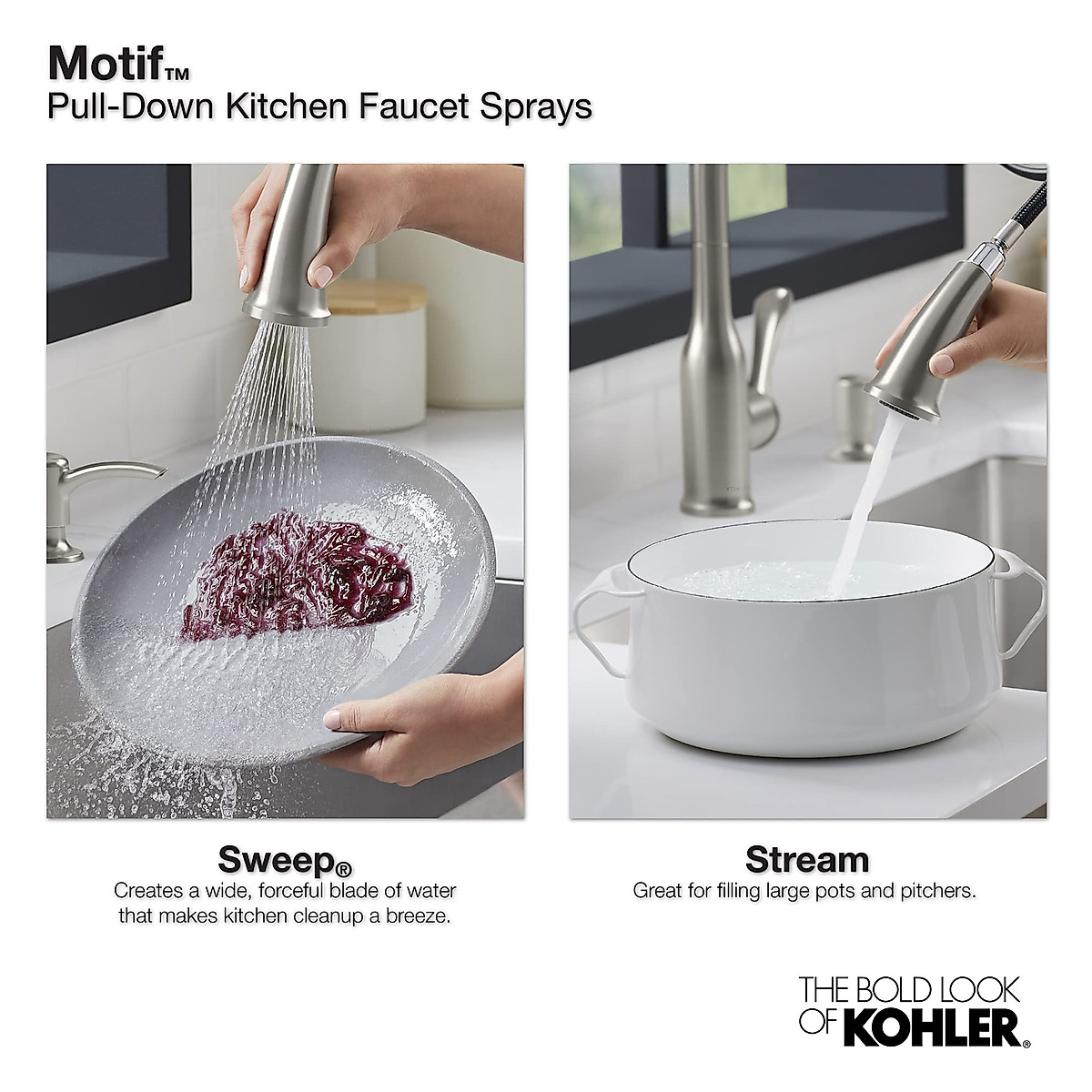 KOHLER REC23863-SD-2MB Motif Kitchen Faucet with Pull Down Sprayer and Soap Dispenser, Kitchen Sink Faucet in Vibrant Brushed Moderne Brass