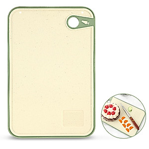 COMNICO Cutting Board Classic Thick Small Plastic Non Slip Reversible Kitchen Chopping Block Dishwasher- Safe With Handle Groove for Meat Vegetables, 12.60×8.46 Inches, White