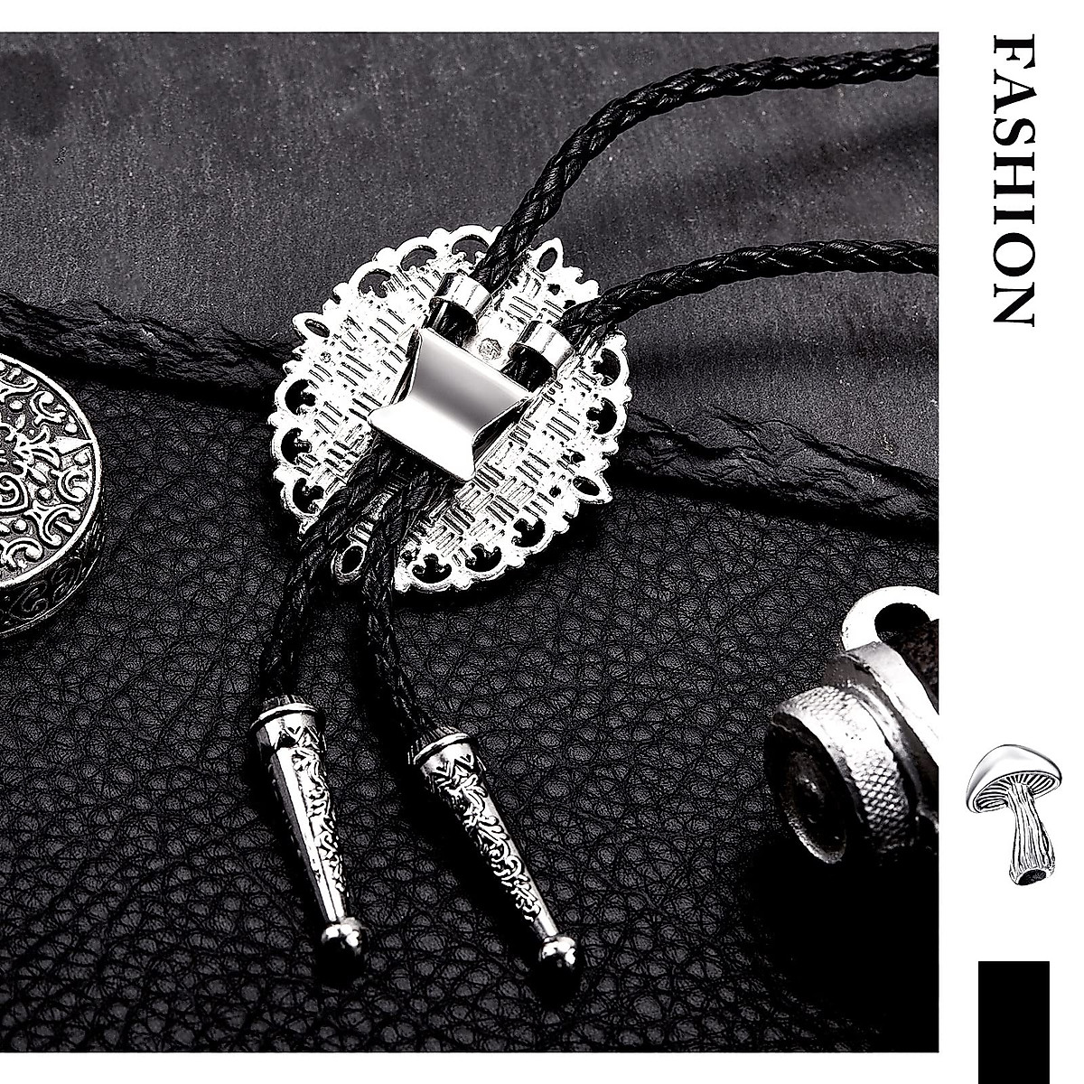 Bolo Tie Bolo Tie for Men Mushroom Bolo Tie Western Bolo Tie Cowboy Necktie Accessories Punk Retro Unisex Jewelry for Men Women(Mushroom)