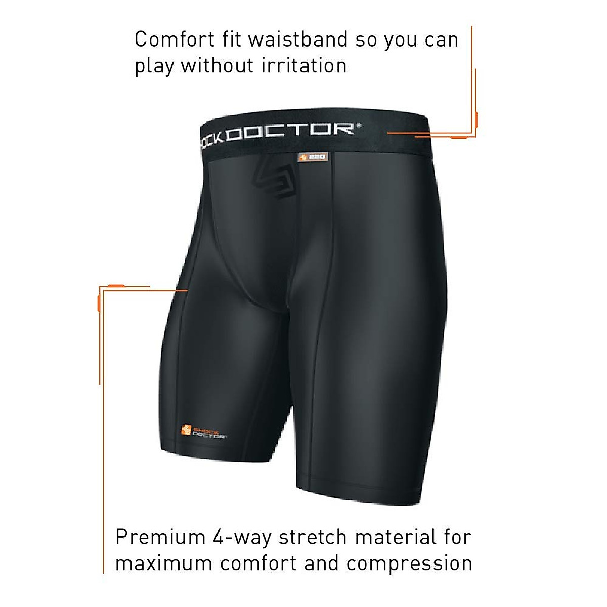 Shock Doctor Compression Shorts with Cup Pocket. Athletic Supporter Underwear with Pocket (Cup NOT included) Youth & Adult Black