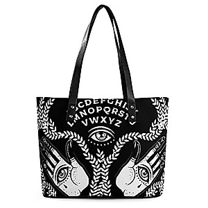 YongColer Goth Gothic Tote Bag, Witch Big Purse Shoulder Handbag for Women, Gothic Black Design 2