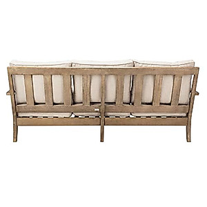 SAFAVIEH Couture Patio Martinique Natural and White Wood Outdoor Sofa, Natural/White
