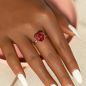 Sun Gem Ring Sunshine Gemstone Finger Ring Sunrise Stone Finger Band Sunflower Crystal Knuckle Joint Ring Open Adjustable for Women Minimalism Jewelry-A heart