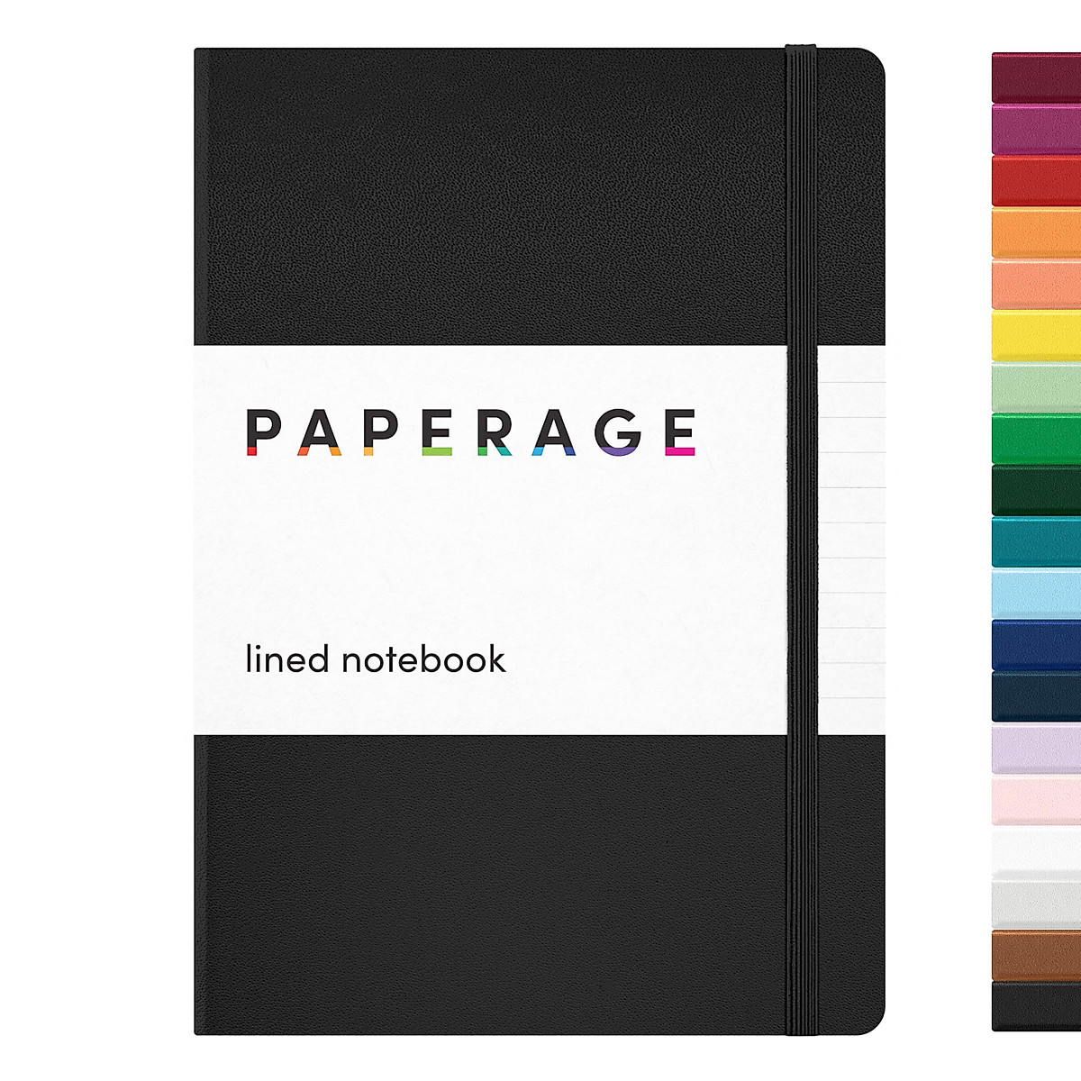 PAPERAGE Lined Journal Notebook, (Black), 160 Pages, Medium 5.7 inches x 8 inches - 100 GSM Thick Paper, Hardcover