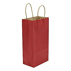 Creative Hobbies® Small Paper Gift Handle Bags, 5.25" x 3" x 8.5" Size, Deep Red, 24 Piece Pack