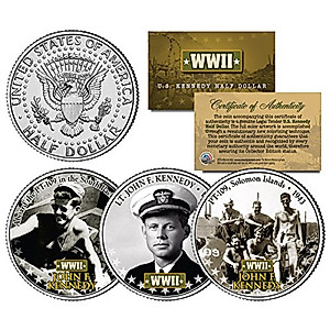 Lieutenant JOHN F KENNEDY World War II Navy JFK Half Dollar U.S. 3-Coin Set WWII