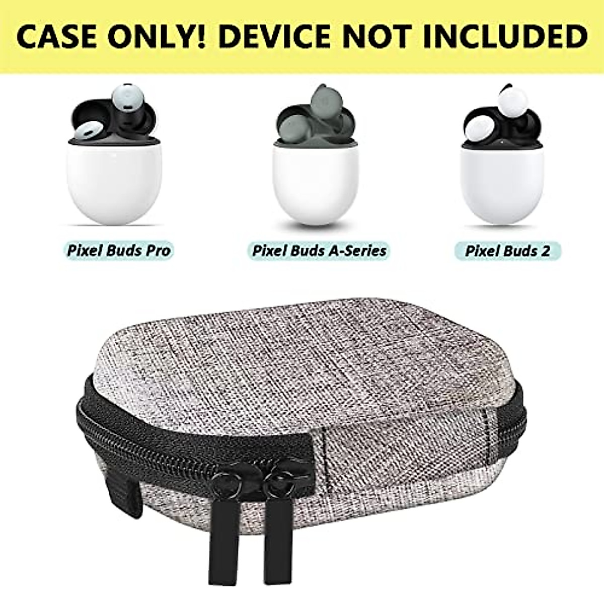 Compatible for Google Pixel Buds Pro 2022 Case, [Portable] [Keychain] [Storage Bag] Hard Case for Google Pixel Buds Pro/Pixel Buds A-Series/Pixel Buds 2 Case (Grey)