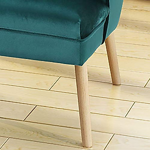 Christopher Knight Home Mariposa Mid-Century Velvet Accent Chair, Teal / Natural