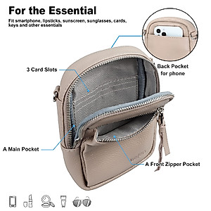 befen Small Genuine Leather Crossbody Cell Phone Bag Wallet Purse with Phone Pocket for Women (Nude)