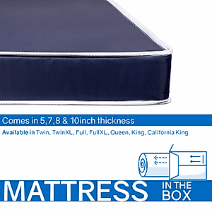 Wayton, 5/7/8/10 Inch Medium Firm Water-Resistance Vinyl Foam Mattress, Easy to Clean, Comfortable & Noise Free, 80" x 30", Blue