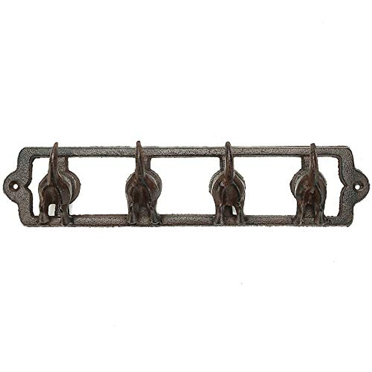 Sungmor Cast Iron Funky Coat Hook Hanger - Interesting Dog Tail Wall Mounted Rack with 4 Hooks - Rustic Style Wrought Iron Decorative Wall Hook Rack for Keys Clothes Hats Towels