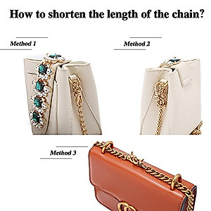 Swpeet 3Pcs Luxury Fashion 47 Inche Replacement Flat Chain Strap with Buckles Set, Perfect for DIY Metal Shoulder Cross Body Bag Hand Bag Purse Replacement （ Gold + Silver+ Gun-Black