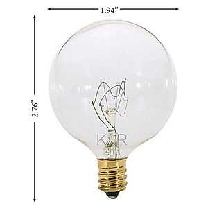 KOR (Pack of 10) G16.5 Clear FinshDecorative (E12) Candelabra Base Globe Shape Incandescent 120V G16 1/2 Light Bulbs (15)