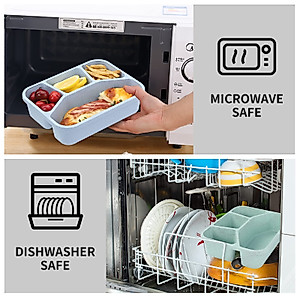 buluker 4 Pack Bento Lunch Box Set 4 Compartment Food Storage Containers Wheat Straw Meal Prep Lunch Box Plastic Food Storage Containers, Microwave and Dishwasher Safe (4 Compartment)