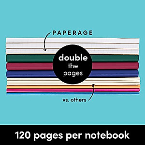 PAPERAGE 6-Pack Composition Notebook Journals, Kraft Cover with Jewel Tone Spines, College Ruled Lined Paper, Small Size (8 in x 5.75 in) – For School, Office, or At-Home Use