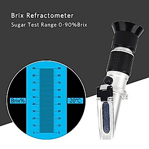 Agatige Portable Refractometer, 0-90% Digital Brix Refractometer Sugar Content Hydrometer Automatic Temperature Compensation Grape Wine Extractor Tester Machine for Honey, Maple Syrup