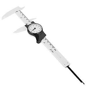 6Inch Vernier Dial Caliper, 0-150mm Plastic Dial Vernier Caliper Ruler Gauge, Plastic Dial Caliper Vernier Caliper Gauge DIY Tools - 0.1mm Read Value Imperial Standard(White)
