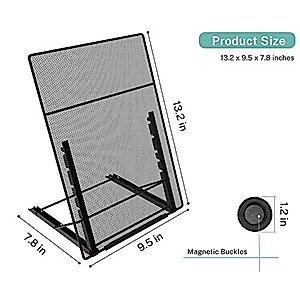 MaxGear Desktop Document Holder for Typing, Paper Holder Stand for Desk with 4 Magnetic Buckles, Metal Mesh Letter Copy Holder for Monitor Computer Reading with 6 Adjustable Positions, Black