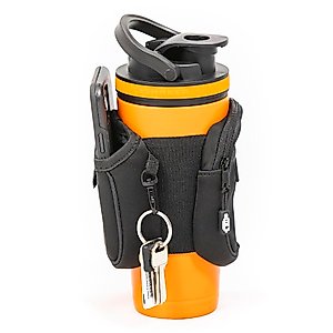 Bottle Caddy™️ The Original Gym Water Bottle Pouch Sleeve with Zipper Side Storage Pockets for Cards, Keys, Phone, Wallet for Reusable Bottles, Small Size (20-28+ Oz Bottles)