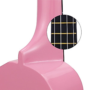 Trendy Soprano Ukulele for Beginners 21 Inch Hawaiian Wood Ukelele for Adult Student Starter (Pink)