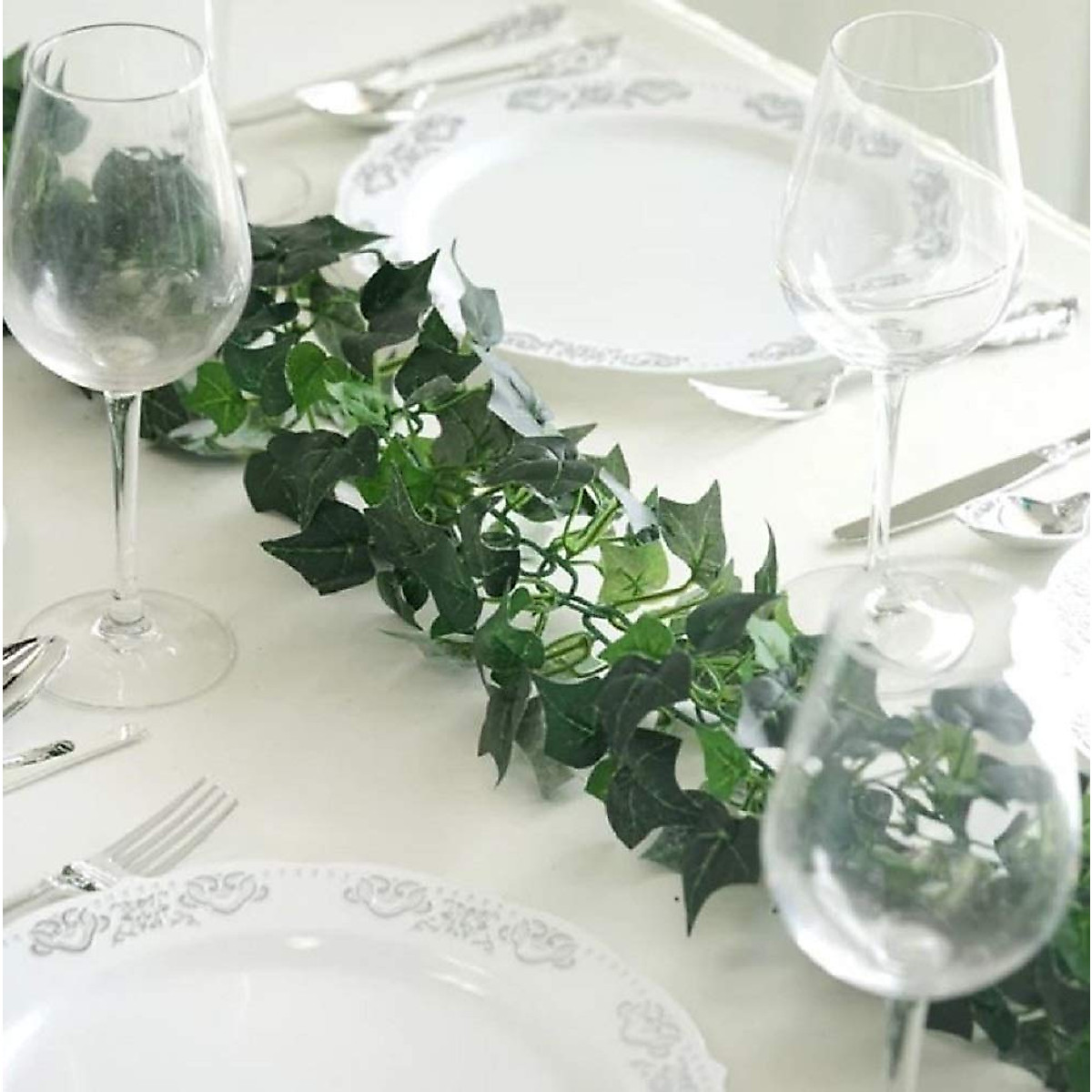 A-DECOR 84 ft-12 Pack Artificial Ivy Garland Hanging Vines for Bedroom Wedding Party Green Decoration Wall Plants Jungle Leaves Faux Backdrop Decorative Leaf Foliage Face Greenery Fake Plant Decor