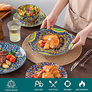 vancasso 12 Pieces Dinnerware Sets, Plates and Bowls Set, Porcelain Dishes Set for 4, Microwave and Dishwasher Safe, Scratch Resistant, Bohemian Style Dining Ware Service for 4, Series SIMI