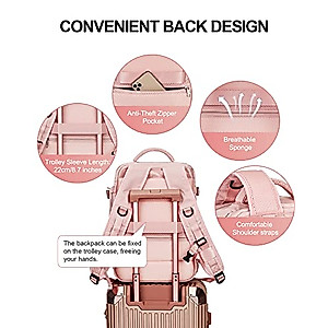 Carry On Backpack for Women, Large Travel Backpack Flight Approved, Waterproof 17 Inch Laptop Backpack Business Work Backpacks Men Mochila De Viaje, Pink