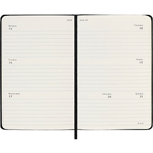 Moleskine DHB12WH2Y24 Notebook, Beginning January 2024, Weekly Diary, Horizontal (Horizontal) Hard Cover, Pocket Size (W x H x H): 3.5 x 5.5 inches (9 x 14 cm), Black