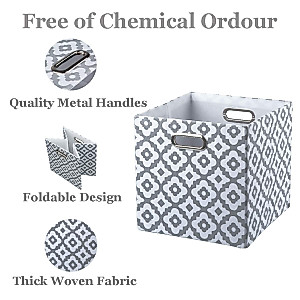 BAIST Pretty Storage Bins,Heavy Duty Square Colorful Fabric Storage Cube Bins Baskets for Playroom Bedroom Shelf,4-Pack