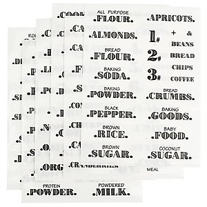 CRASPIRE Kitchen Pantry Labels 12 Sheets Preprinted Clear Kitchen Food Labels Water Resistant Organize Labels for Containers Jars Canisters Storage Bins