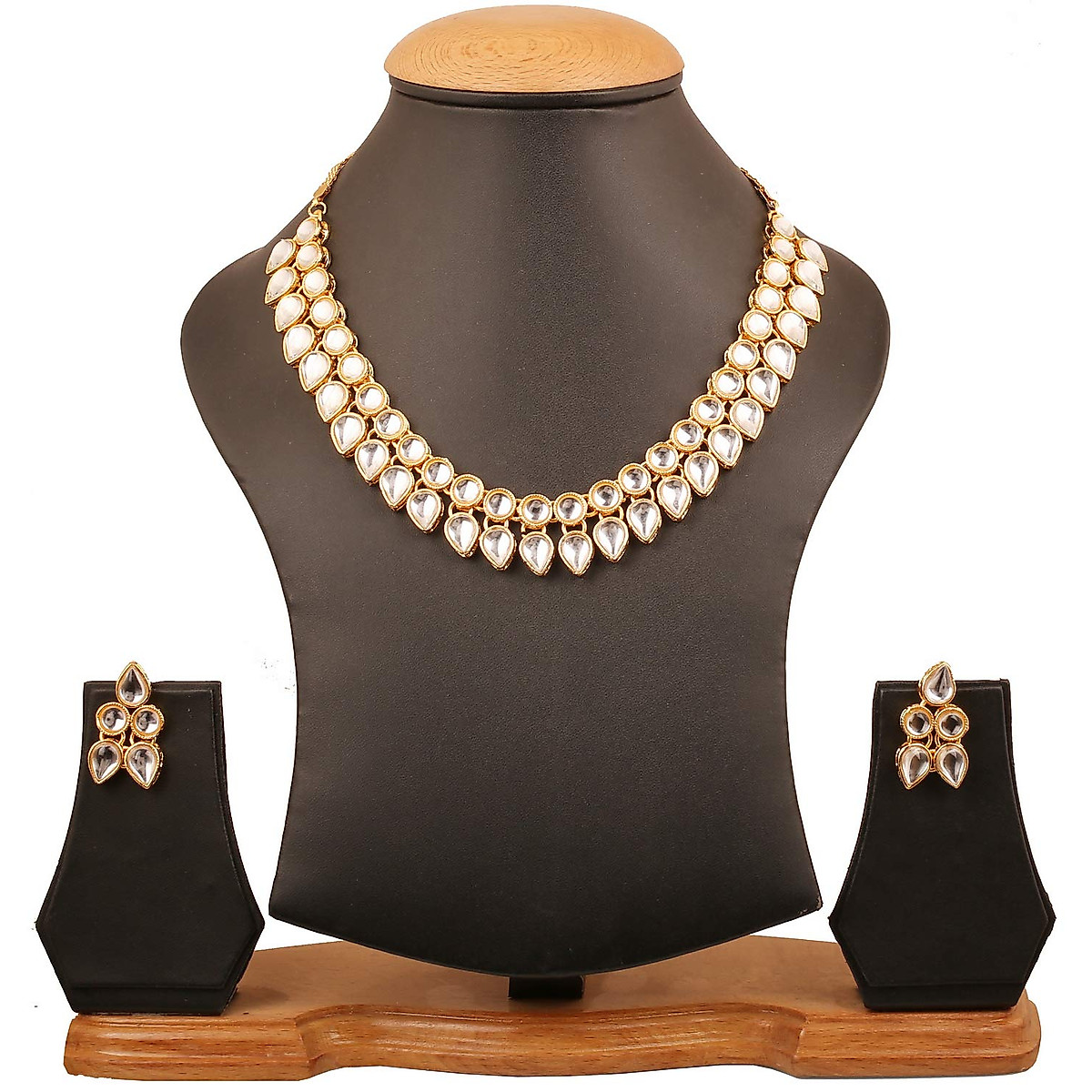 Touchstone Indian kundan jewelry sets for women necklace polki gold set earrings small royal mughal handcrafted look bollywood traditional wedding bridal designer jewellery fashion style in gold tone