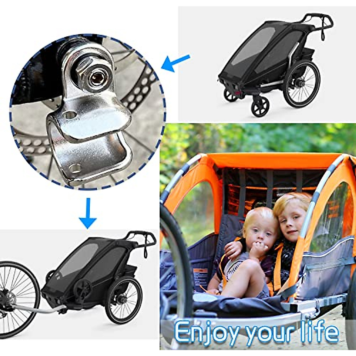 Bike Trailer Hitch for Thule Chariot Bike Trailers Compatible with Thule Chariot Courier Coaster Cadence Axle Mount Bicycle Trailer Strollers (Silver)