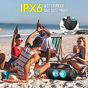 W-KING Portable Loud Bluetooth Speakers with Subwoofer, 70W Waterproof Party Outdoor Speakers Bluetooth Wireless, Deep Bass/Hi-Fi/Dynamic Light/Mic Port/42H Play/EQ/DSP/Power Bank/TF/AUX/Large Speaker