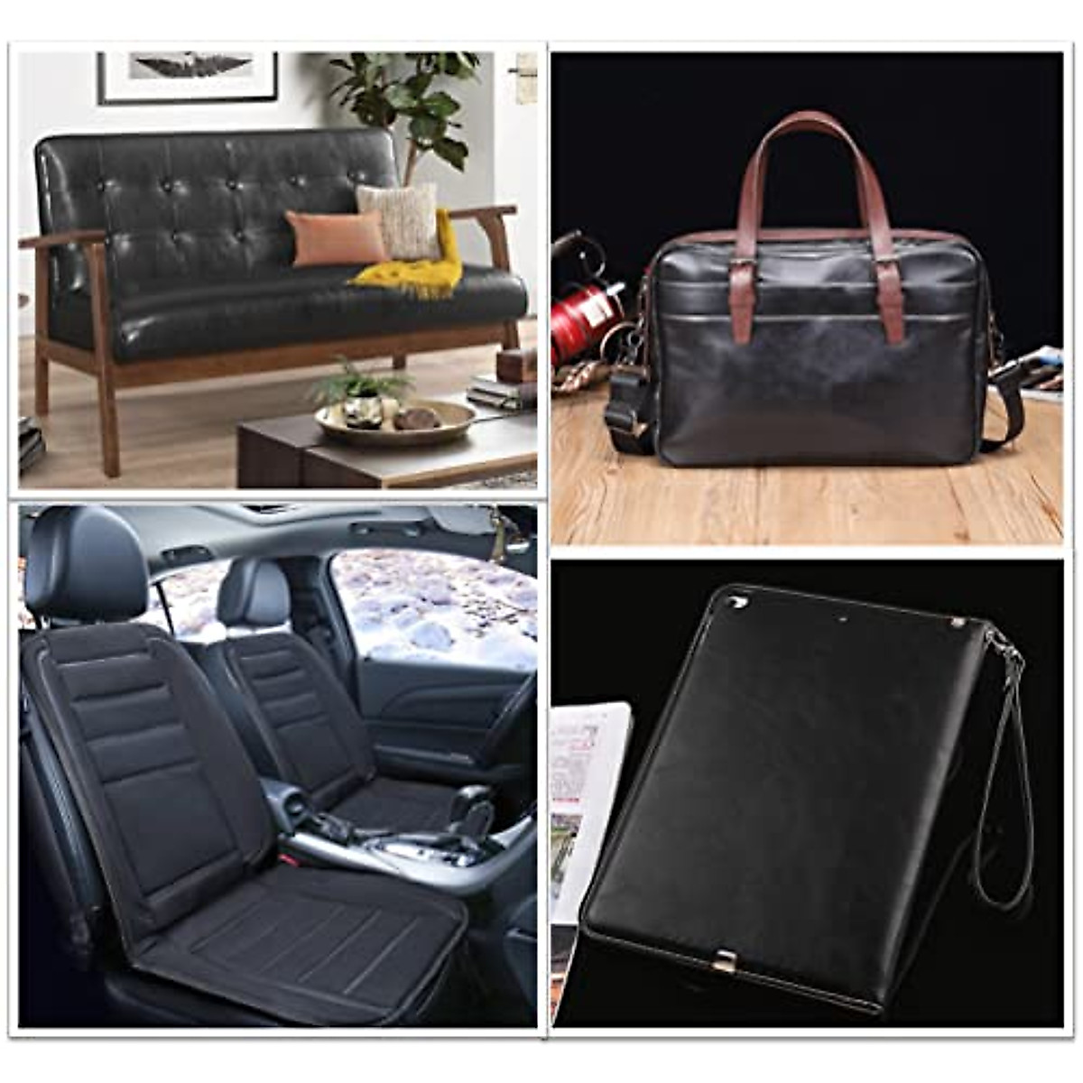 Soft Faux Leather Fabric Fake Leather Fabric by The Yard Black Upholstery Vinyl for Sofa Bags Chairs Car Seats DIY Crafts