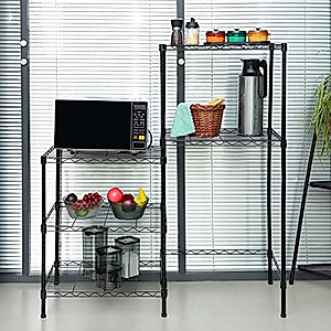 MATICO 3-in-1 Wire Storage Rack for Refrigerator or Washing Machine, 5 Tier Metal Functional Storage Shelf Organizer Holder Tower Shelving Rack for Home, Black